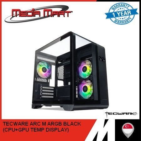 TECWARE ARC M ARGB CURVED TG MATX CASE WITH CPU & GPU TEMPERATURE DISP ...